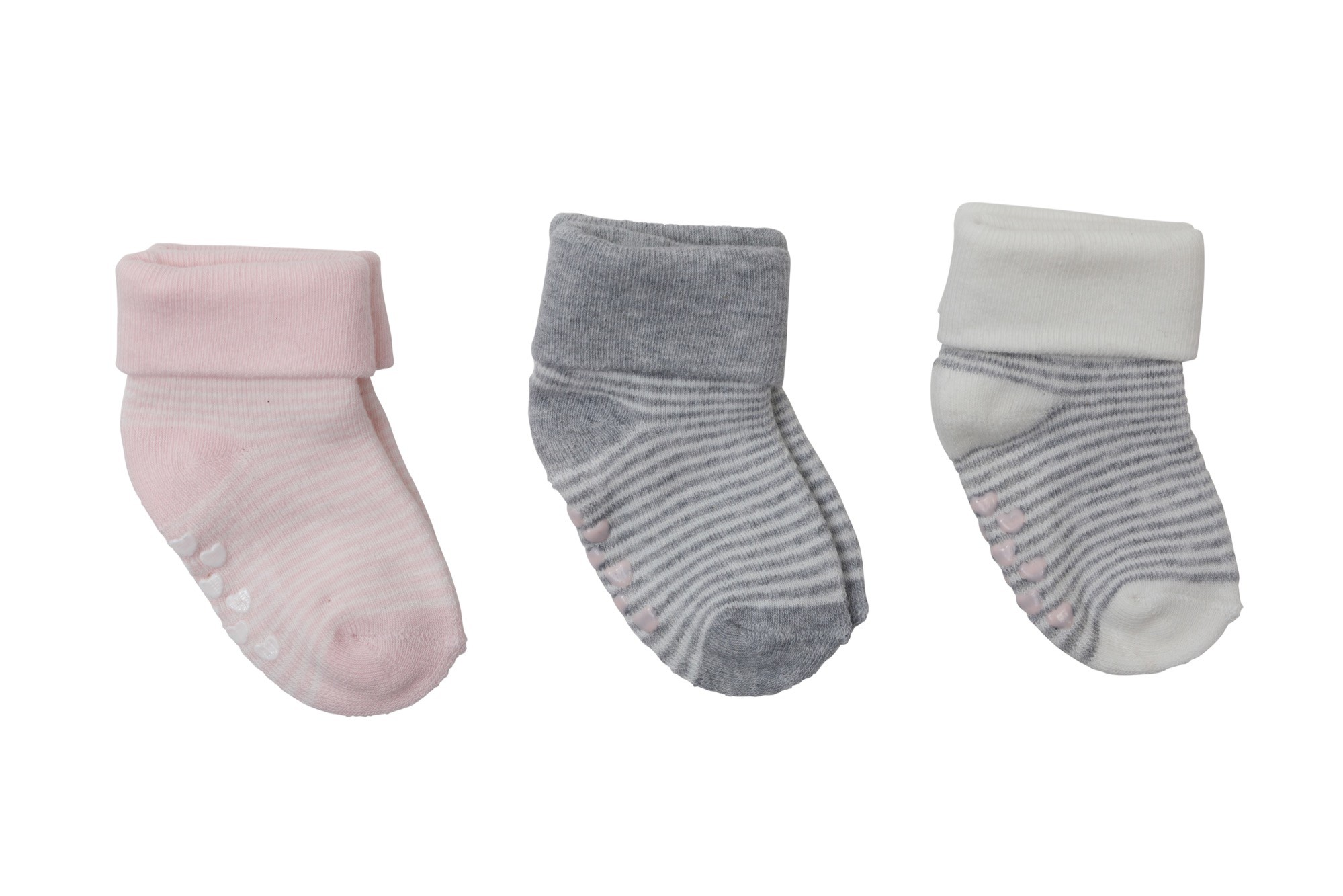 4Baby 3 Pack Terry Turn Top Sock Non-Slip Pink | Baby Bunting AU