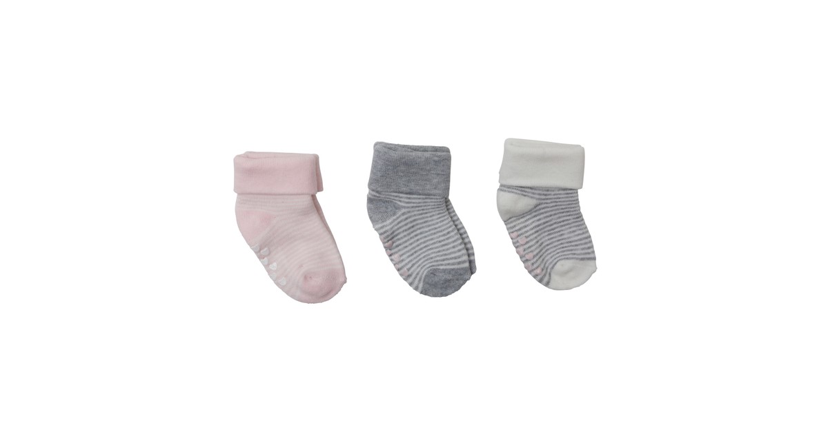 4Baby Non-Slip Terry Turn Top Sock 3 Pack Pink Size NA | Baby Bunting AU