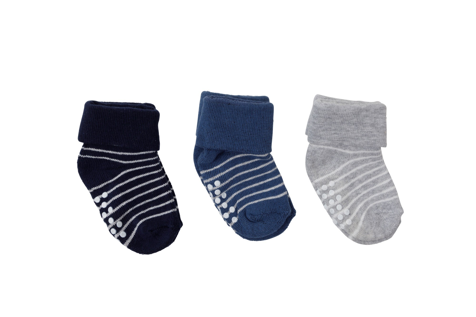 4Baby 3 Pack Terry Turn Top Sock Non-Slip Blue | Baby Bunting AU