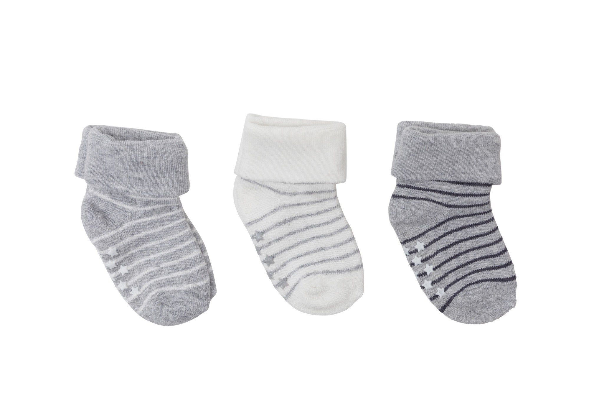 4Baby 3 Pack Terry Turn Top Sock Non-Slip Grey | Baby Bunting AU