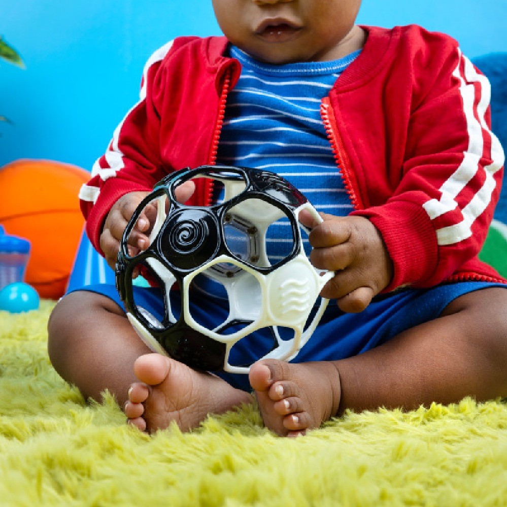 Oball Grippin Goals Rattle Ball Black & White | Rattles | Baby Bunting AU