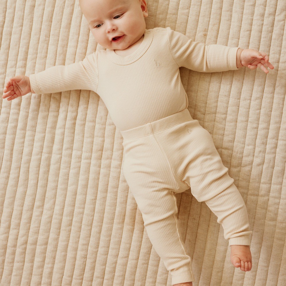 Bilbi 2 Pack Leggings Ribbed Organics Natural/Green | Baby Leggings ...