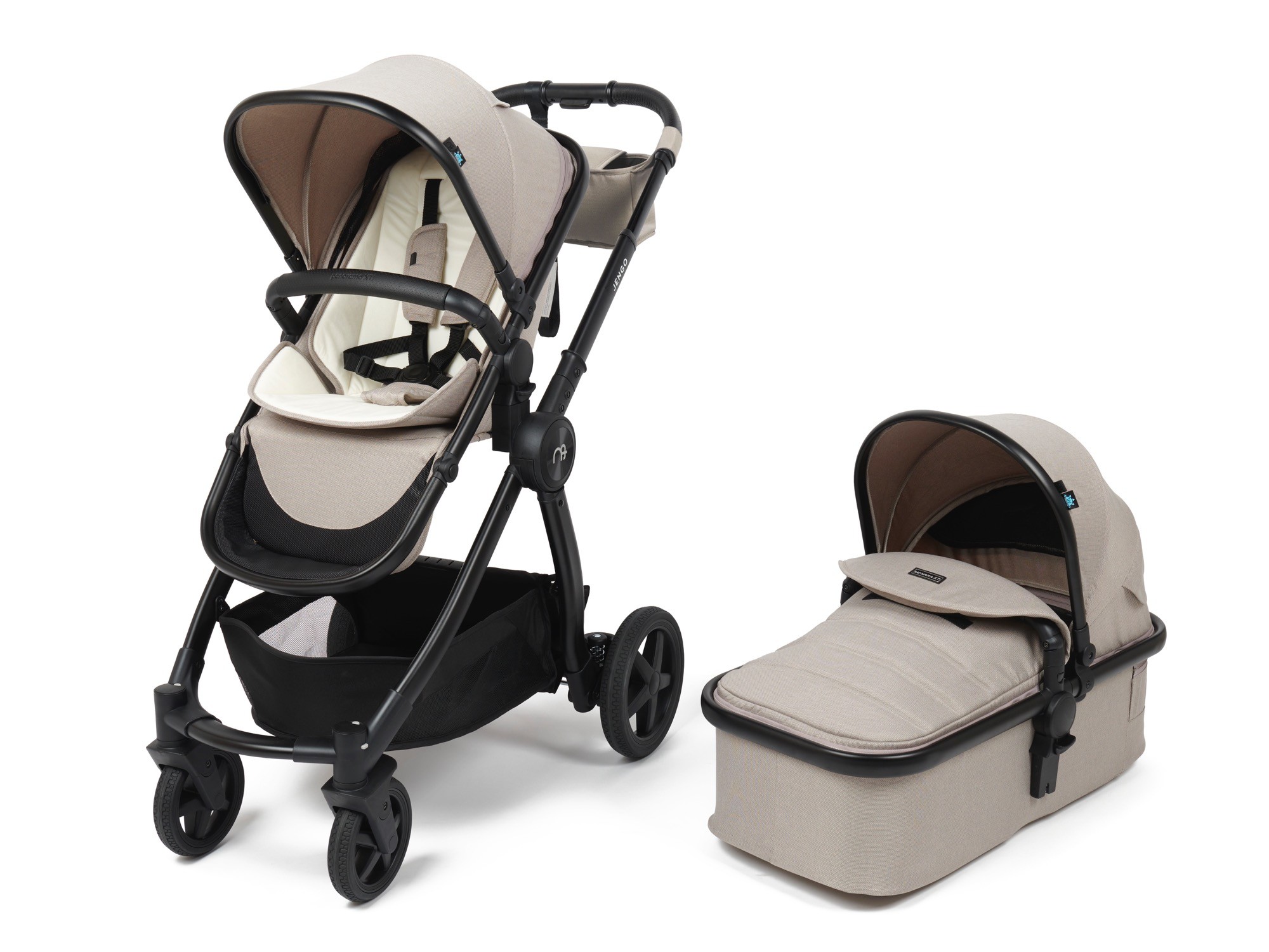 Jengo Panorama XTI Pram And Bassinet Almond | Mid Season Sale | Baby ...