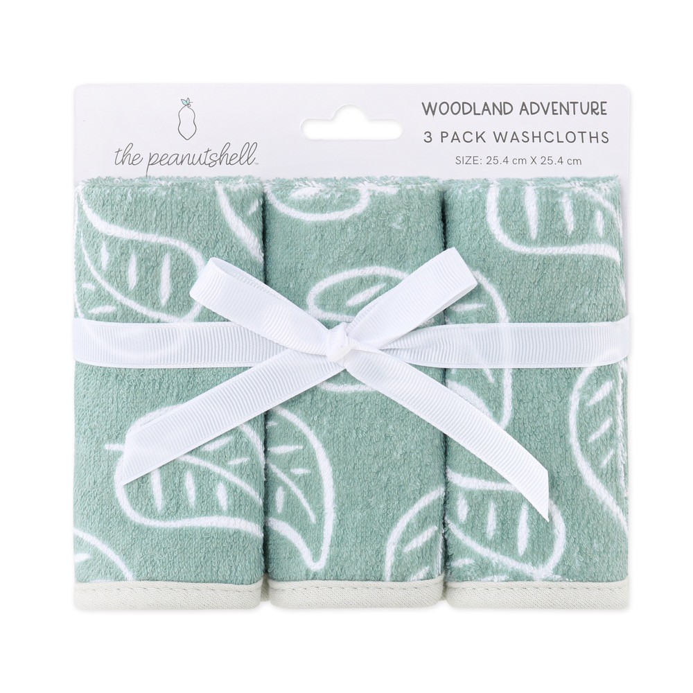 Peanut Shell 3 Piece Wash Cloths Woodland Adventure | Face Washers ...