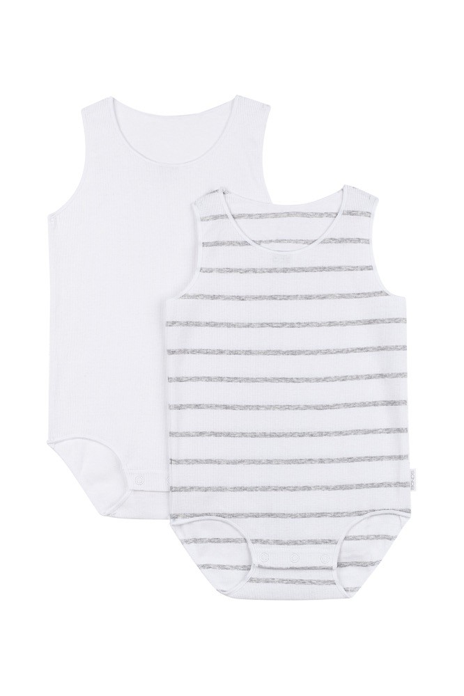 Bonds 2 Pack Singletsuit Grey/White | Baby Bodysuits | Baby Bunting AU