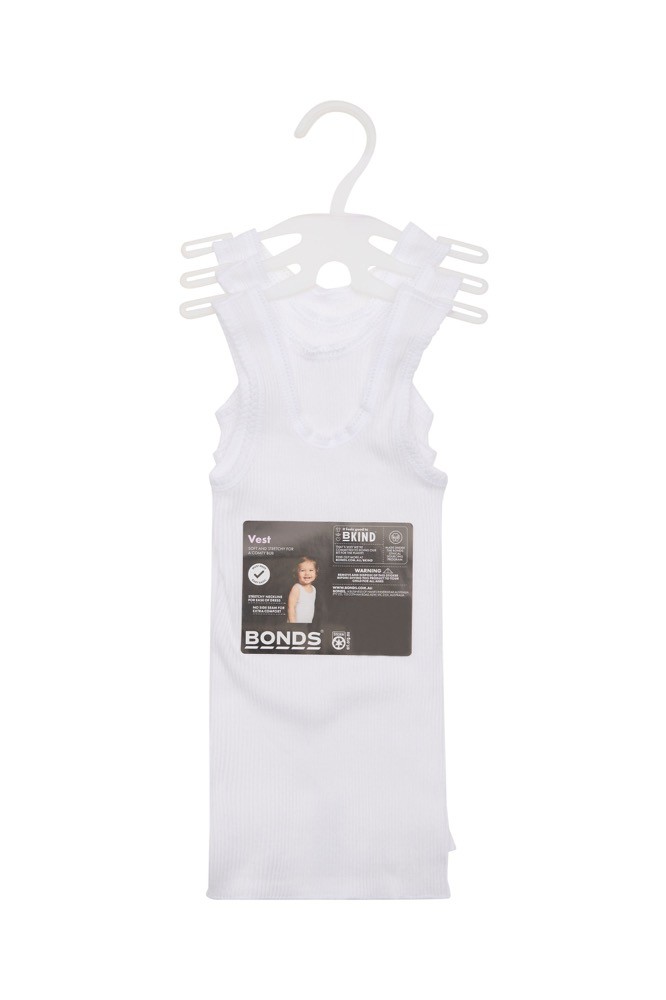 Bonds 3 Pack Singlet Chesty White | Mid Season Sale | Baby Bunting AU