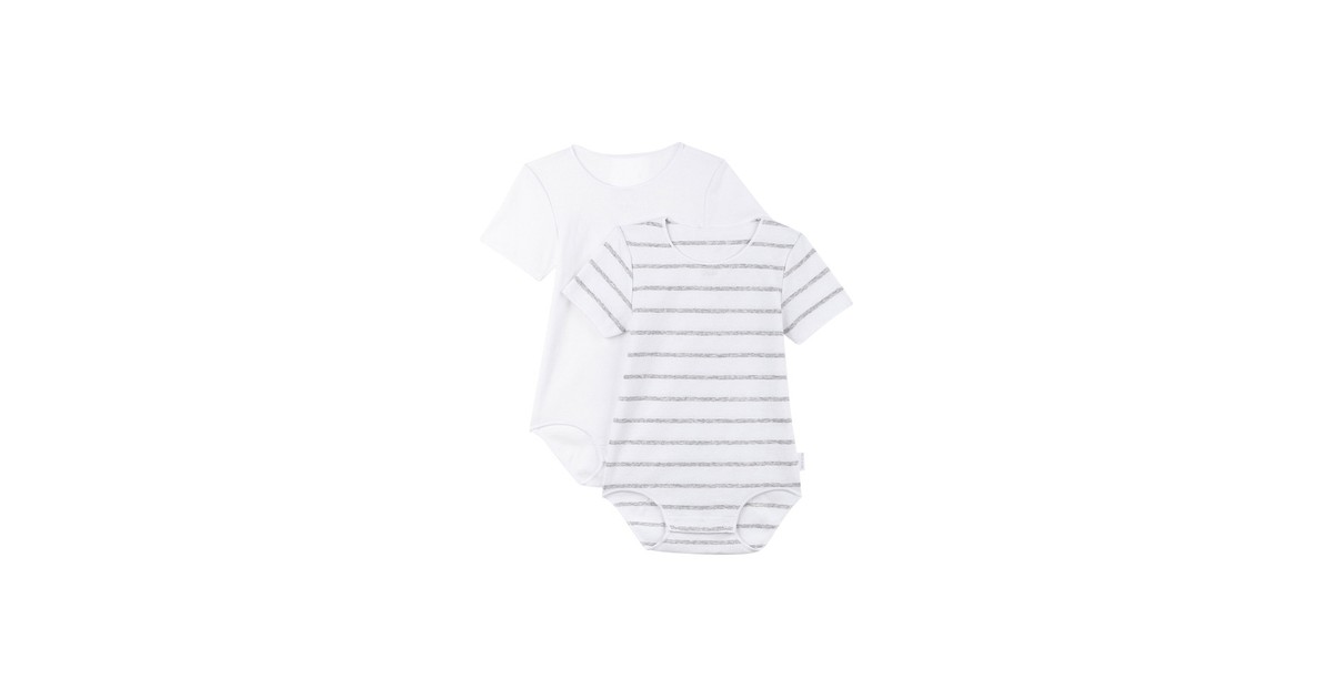 Bonds 2 Pack Bodysuit Short Sleeve Grey/White | Baby Bunting AU