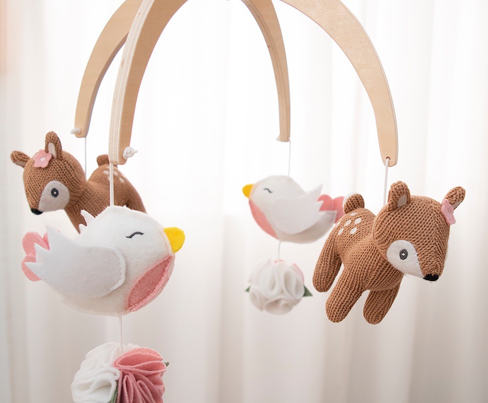 Living Textiles Musical Mobile Sophia Garden | Mobiles | Baby Bunting AU