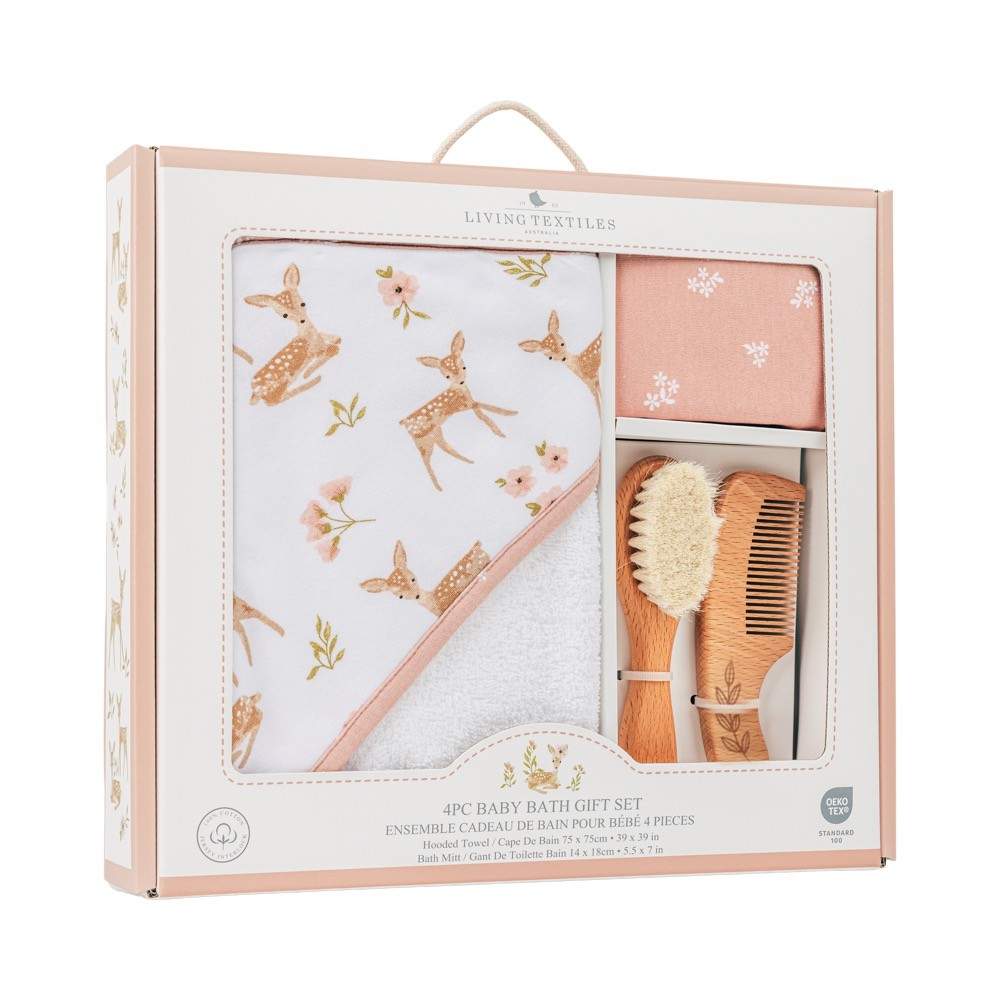 Living Textiles 4 Piece Baby Bath Gift Set Sophia Garden | Winter New Season | Baby Bunting AU