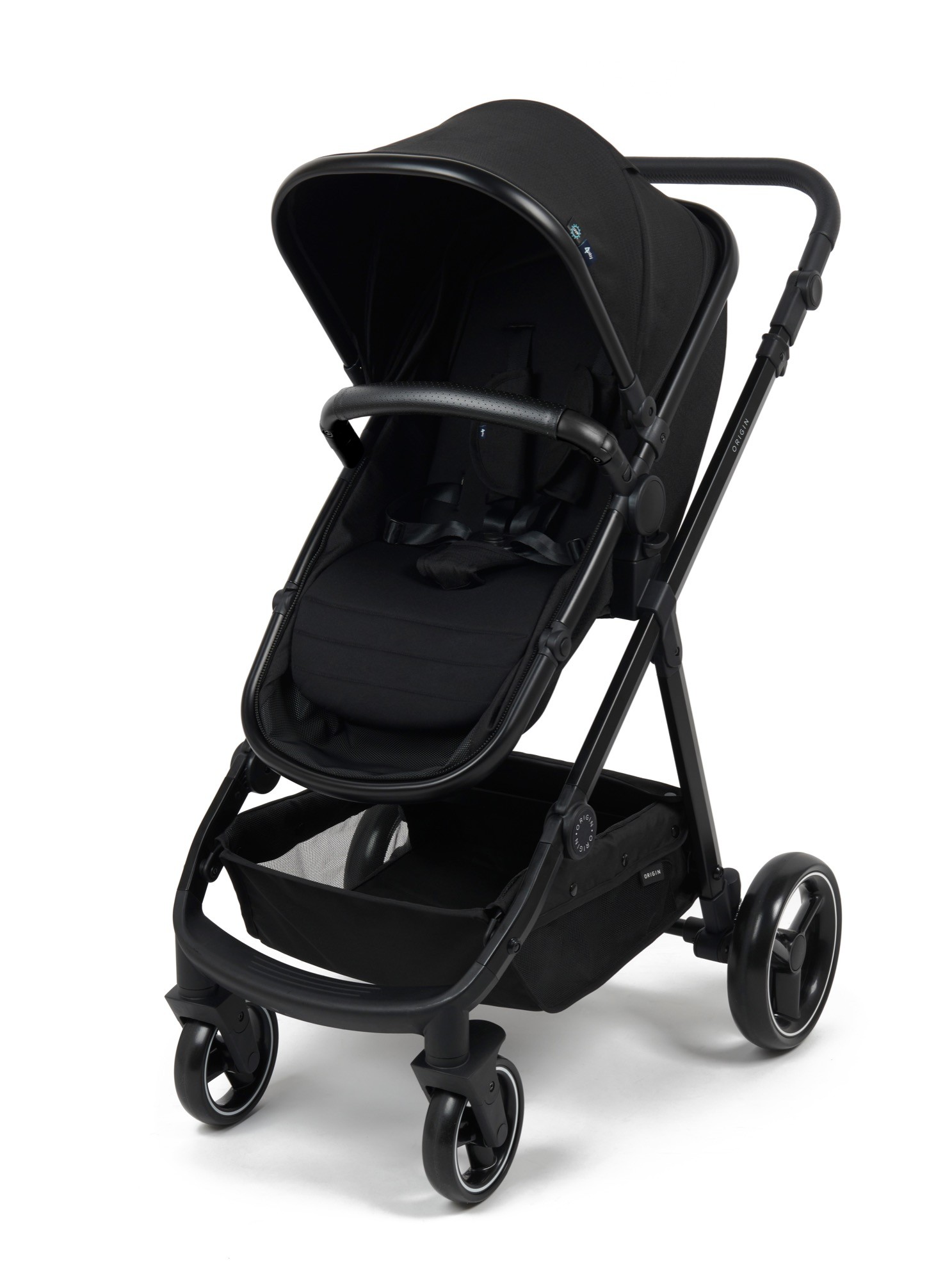 4Baby Origin Stroller Jet Black | 4 Wheel Prams | Baby Bunting AU