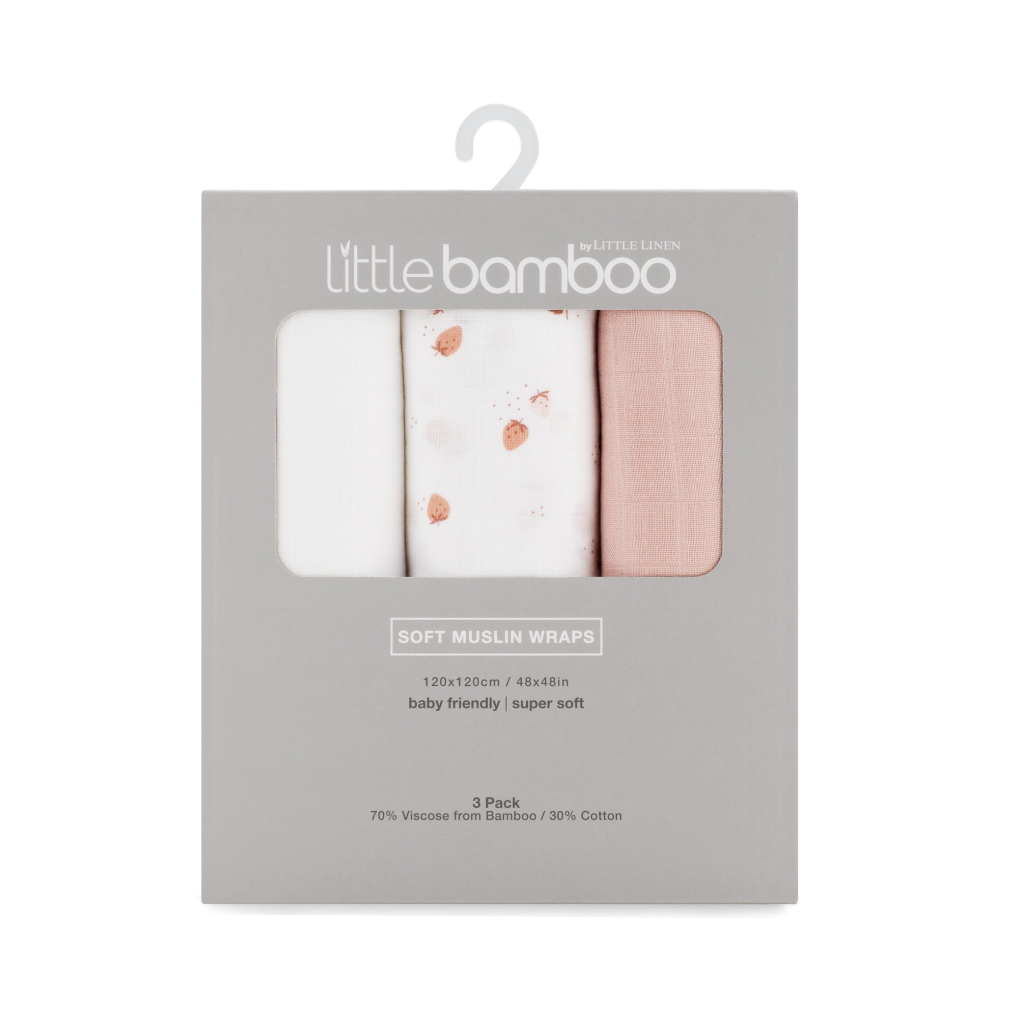 Little Bamboo 3 Pack Muslin Wraps Dusty Rose | Wraps | Baby Bunting AU