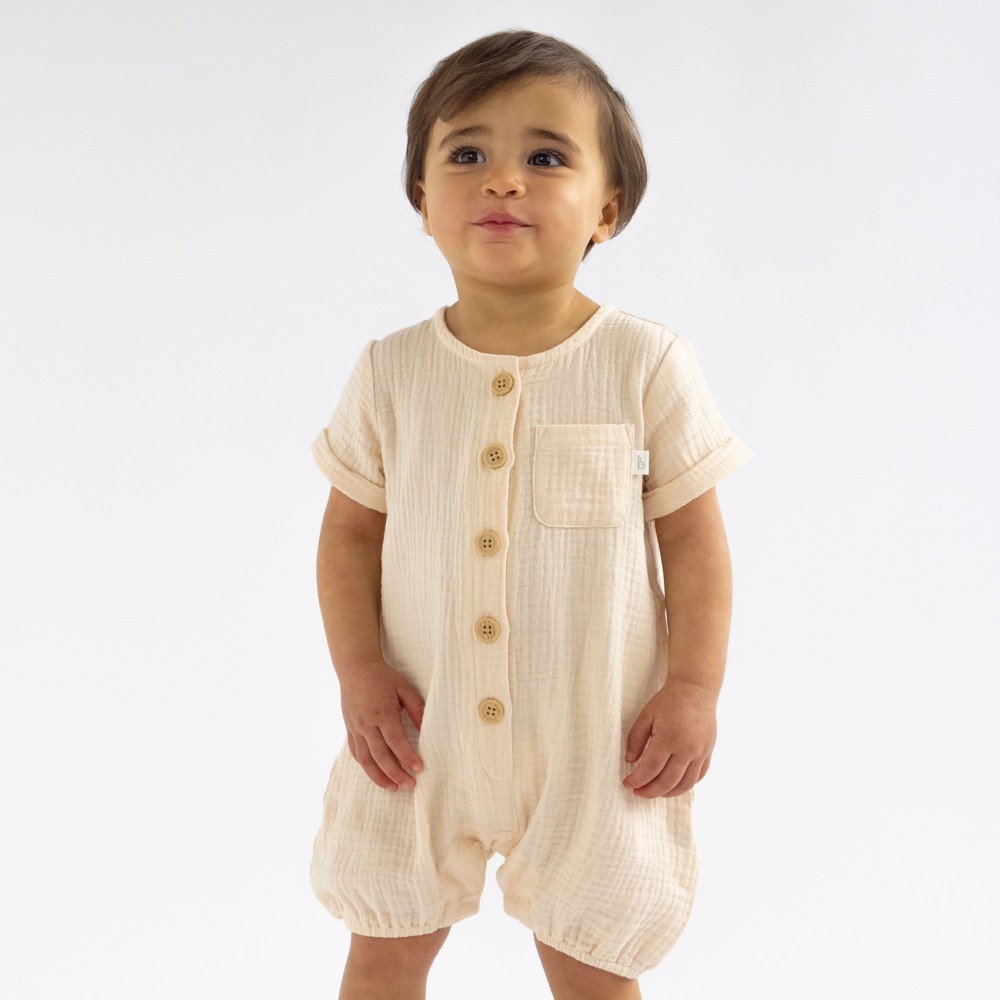 Bilbi Romper Short Sleeve Parchment | Unsung Heroes Sale | Baby Bunting AU