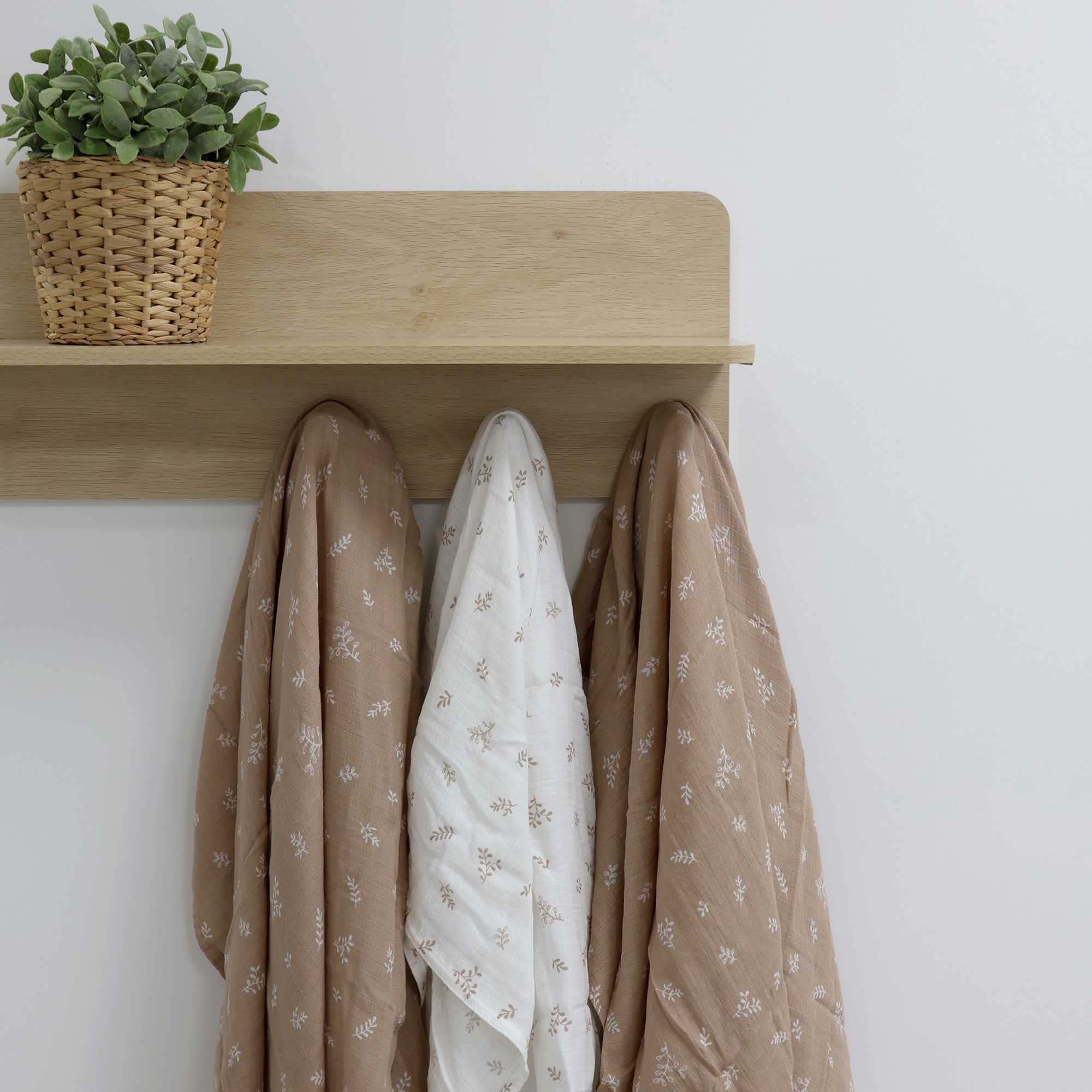 Bubba Blue 3 Pack Wrap Muslin Organic Chestnut | Wraps | Baby Bunting AU