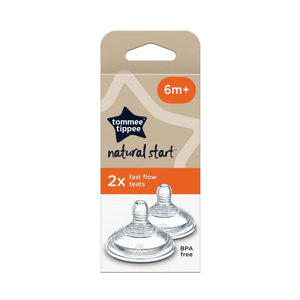 Tommee Tippee Natural Start Fast Flow Teats 6M+ 2 Pack | Bottle Teats ...