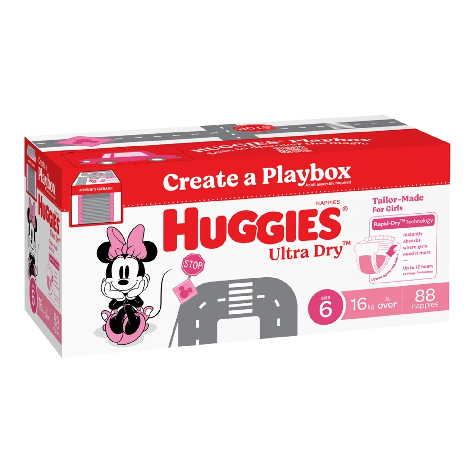 Huggies Ultra Dry Open Nappies Junior Girl Mega 88 Pack Size 6 | Baby ...