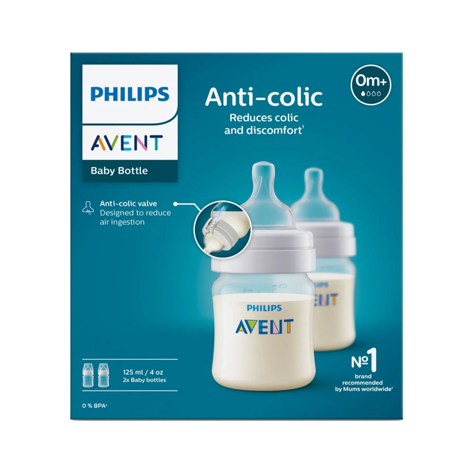 Avent Anti-Colic Baby Bottles 125Ml - 2 Pack | Baby Bunting AU