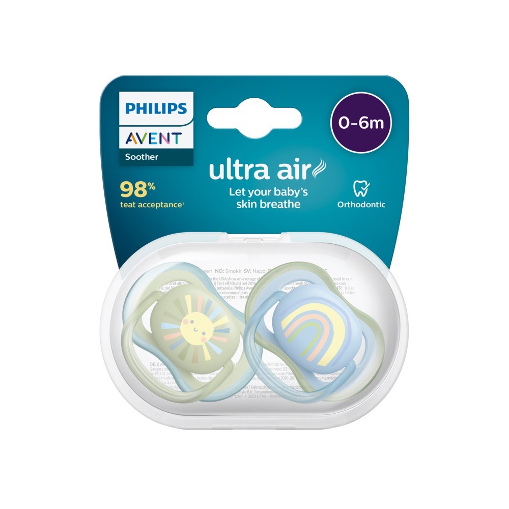 Avent Ultra Air Soft Soother Deco 0-6M Asstd - 2 Pack | Dummies | Baby ...