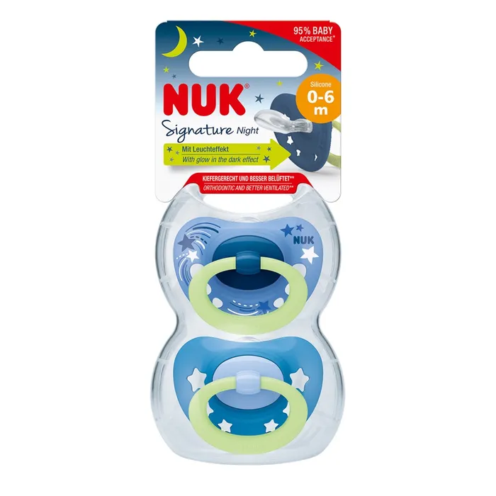 Nuk Nights Soother 2 Pack Size 0 - 6 Months | Baby Bunting NZ