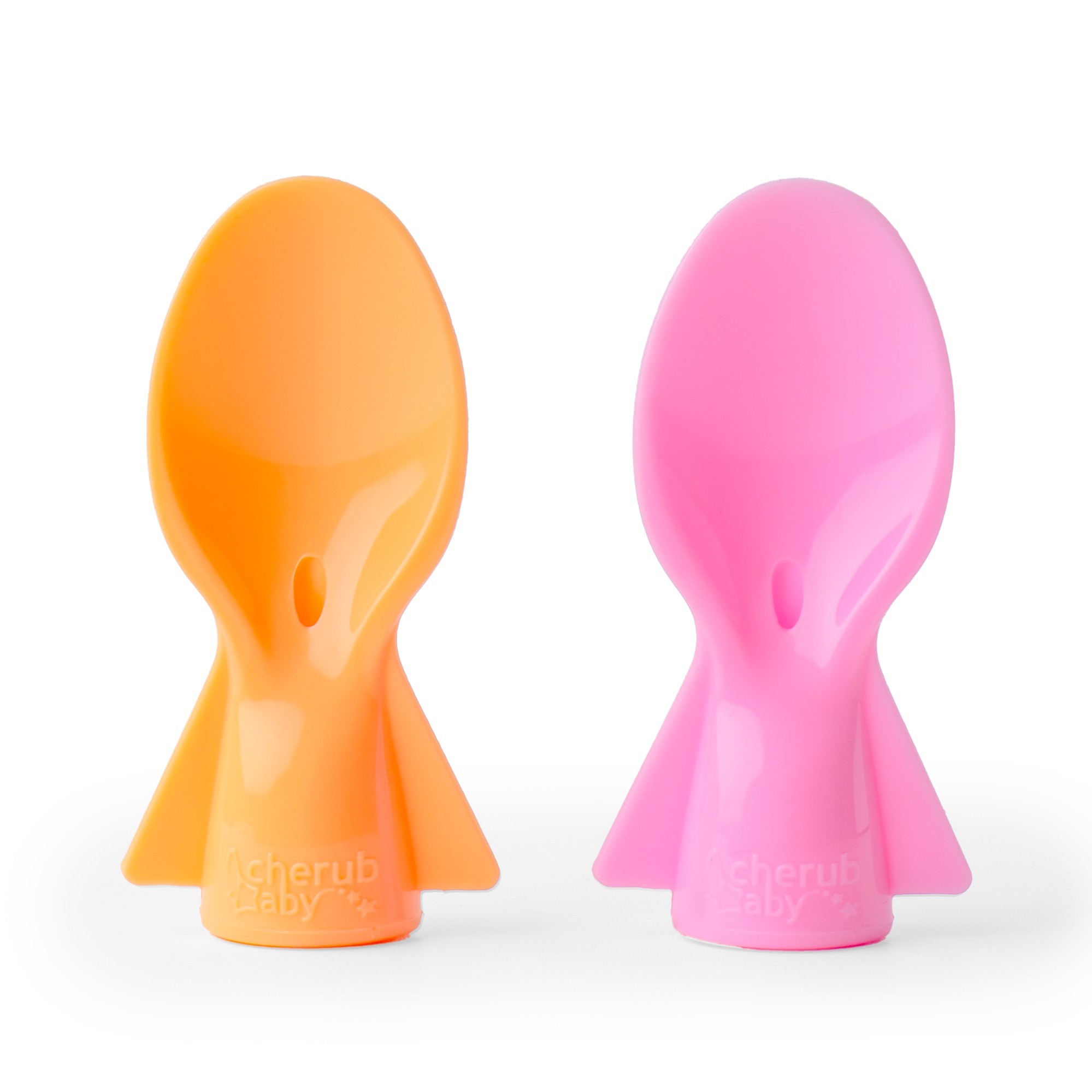 Cherub Baby Food Pouch Spoons 2Pk Peach & Blush | Baby and Toddler Cutlery | Baby Bunting AU