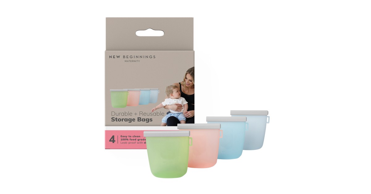 New Beginnings Silicone Storage Bags 4Pk | Baby Bunting NZ