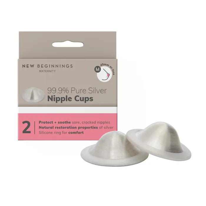 New Beginnings Silver Nursing Cups M - 2 Pack | Baby Bunting AU