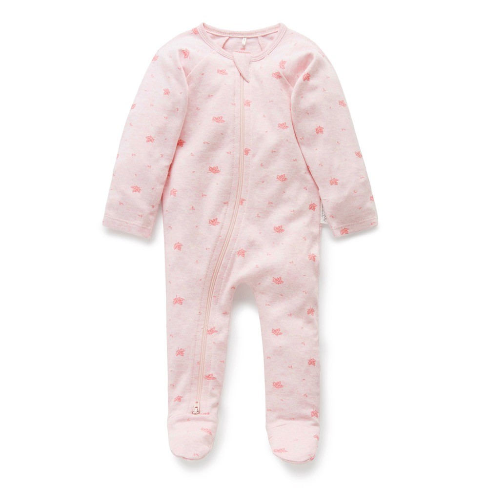 Purebaby Growsuit Zip Essential Blossom Pink | Baby Onesies | Baby ...