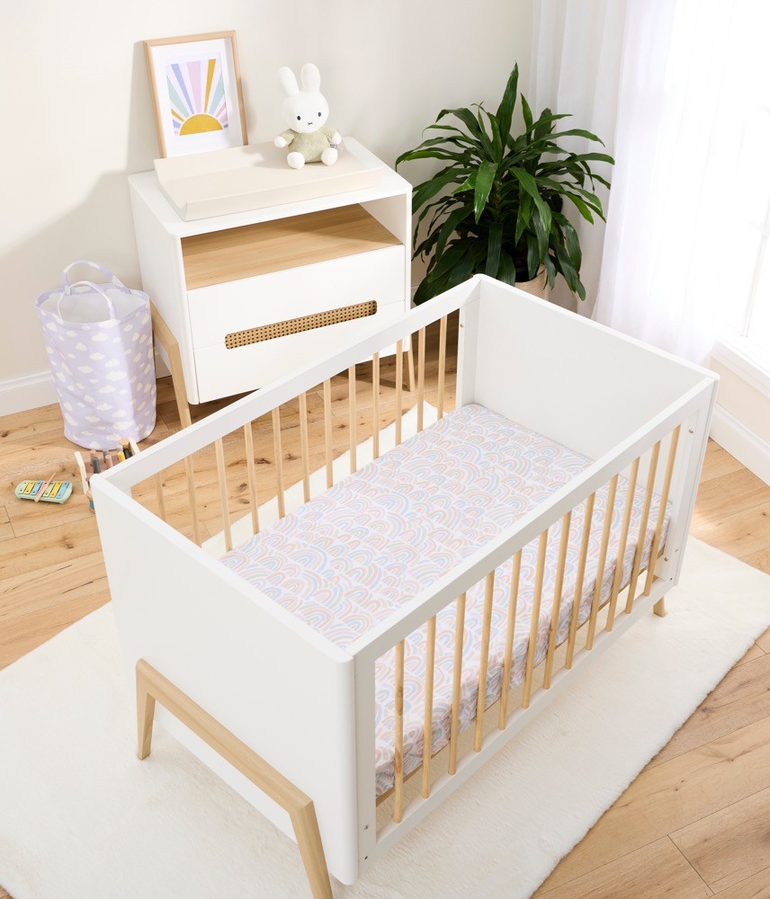 4Baby 2 Pack Fitted Sheet Cot Percale Pastel Rainbow | Cot | Baby ...