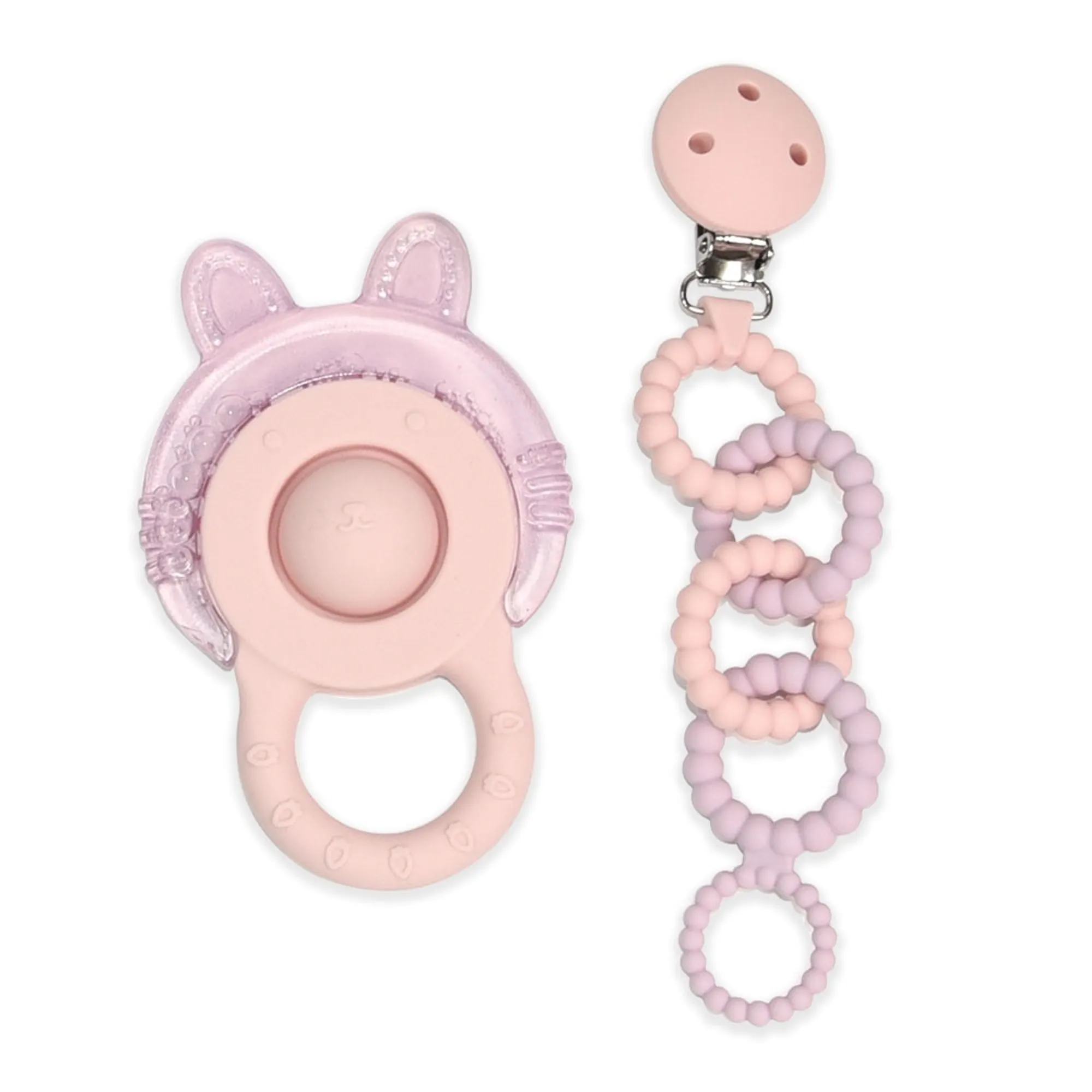 Little Rawr Silicone Soother Chain & Teether Gift Set Bunny | Baby ...