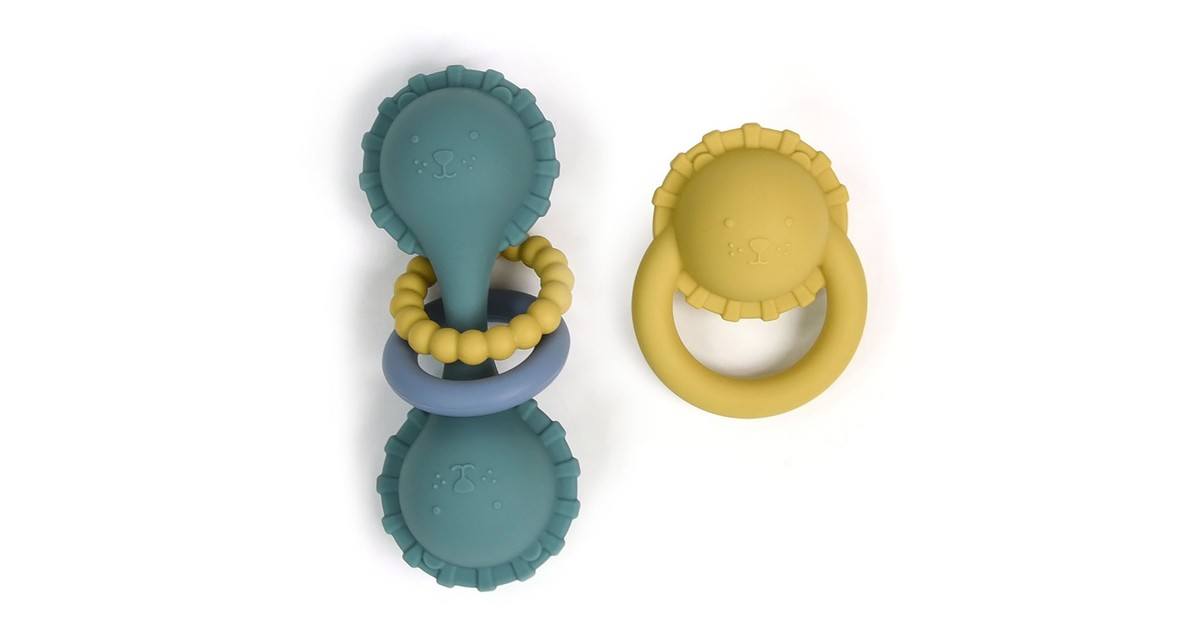 Little Rawr Rattle Gift Set Lion/Teal | Baby Bunting NZ