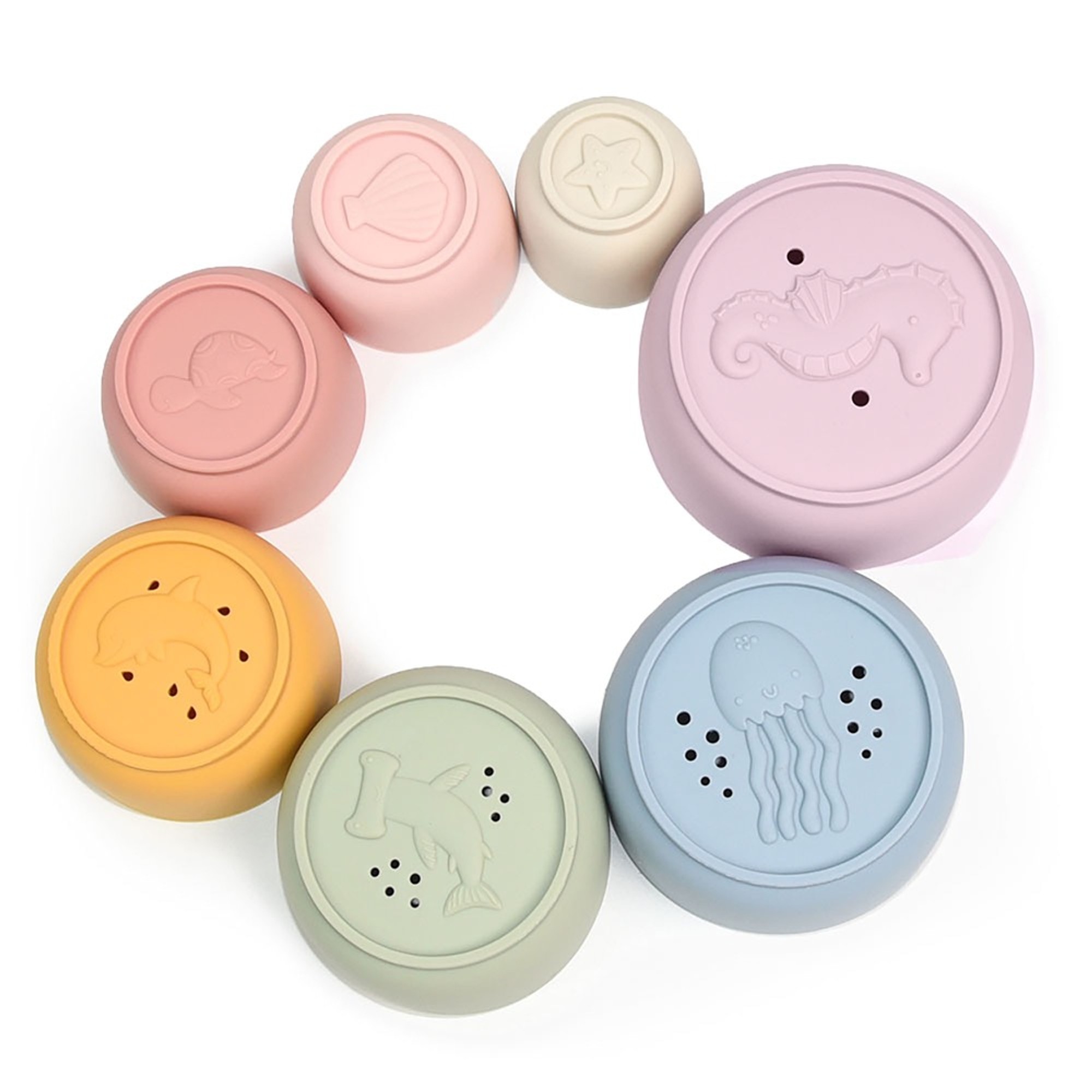 Little Rawr Silicone Stacking Cups Under The Sea | Baby Bunting NZ