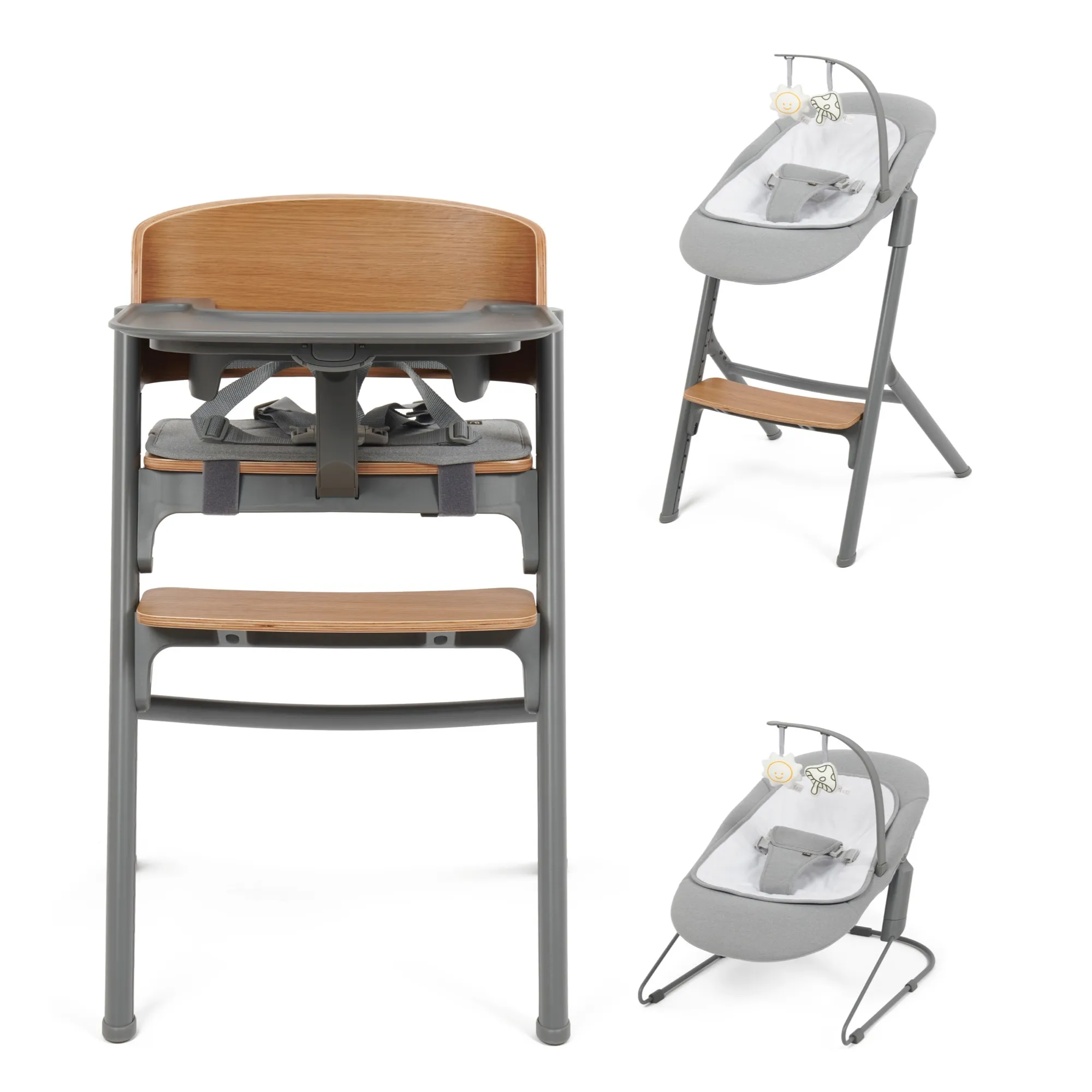 Jengo Flexx Highchair With Bouncer Wood | Baby Bunting NZ