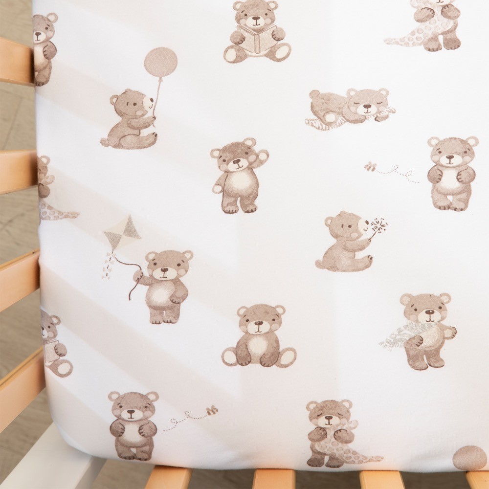 Living Textiles 2 Pack Fitted Sheet Cot Cuddly Bear | Cot | Baby Bunting AU