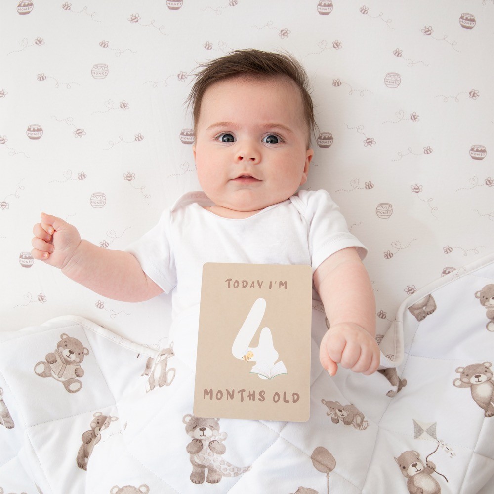 Living Textiles Milestone Cards Cuddly Bear | Decorative Decor | Baby ...