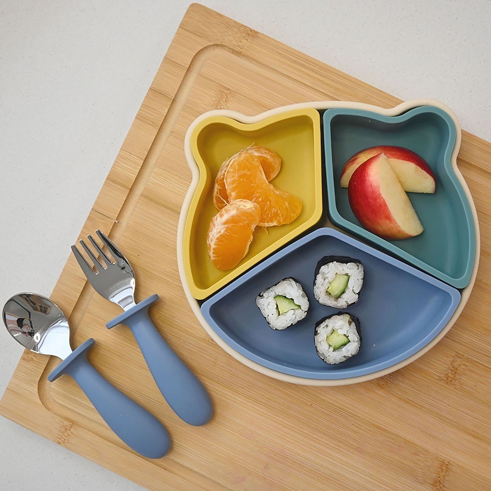 Little Rawr Divider Plate Bear - Safari 4 Piece Set | Baby Plates and ...
