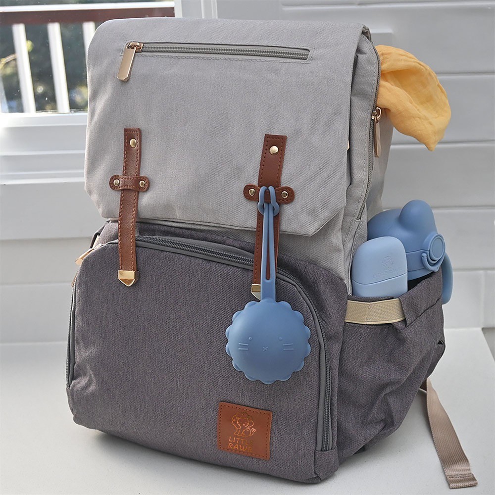 Little Rawr Pacifier Case Lion - Dusty Blue | Dummies | Baby Bunting NZ