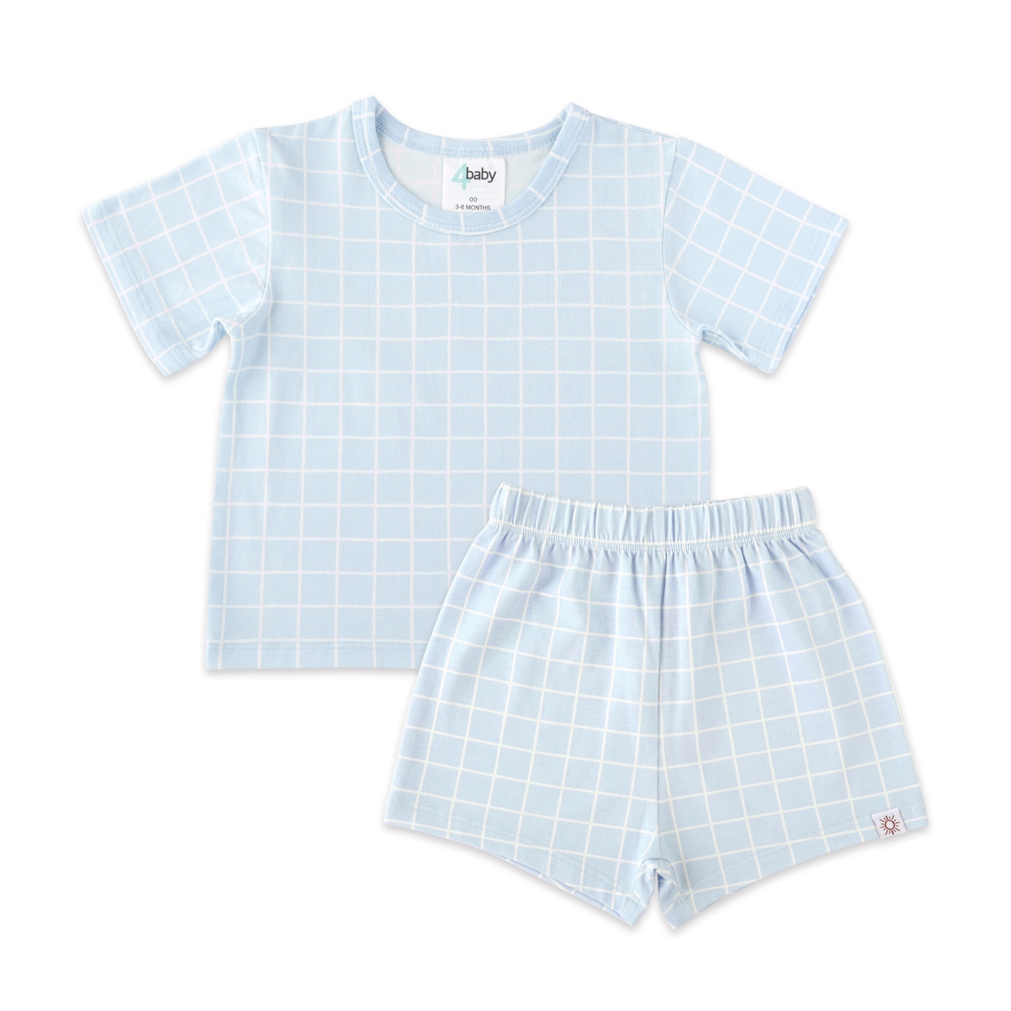 4Baby 2 Piece Set Playwear Check Blue | Baby Clothes Sets | Baby Bunting AU