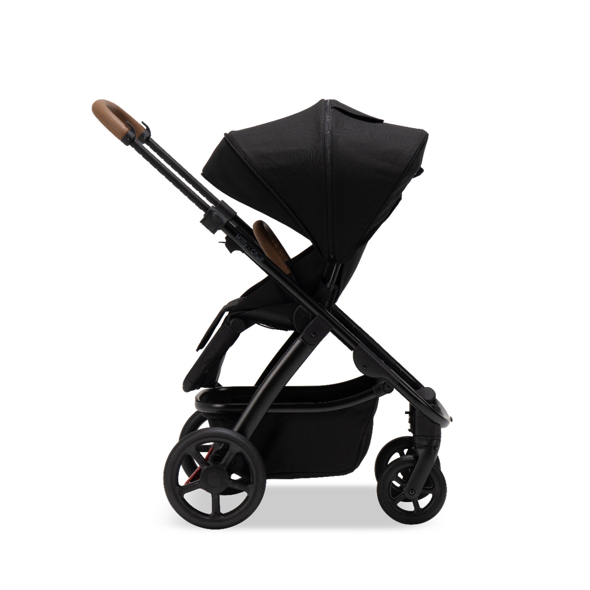 Milly & Coup Milo 2 Single Pram Black | 4 Wheel Prams | Baby Bunting AU