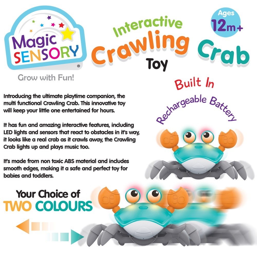 Magic Sensory Interactive Crab Crawler Blue | Interactive Toys | Baby ...
