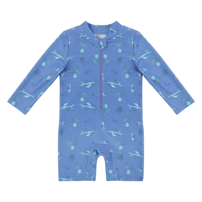 Bilbi Ripple Sunsuit Coastal Blue | Baby Bunting AU