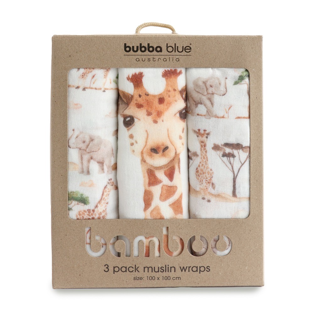 Bubba Blue 3 Pack Wrap Bamboo Adventure | Wraps | Baby Bunting AU