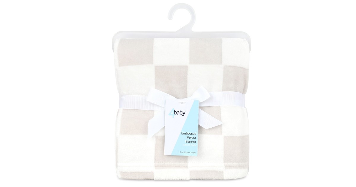 4Baby Blanket Burnout Checkerboard Natural | Baby Bunting AU
