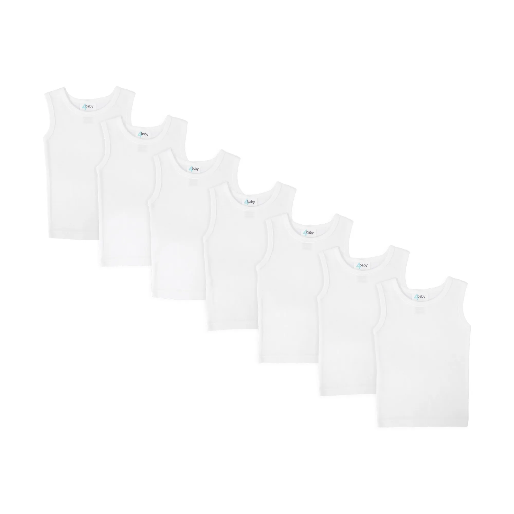 4Baby 7 Pack Singlets White | Baby Bunting AU