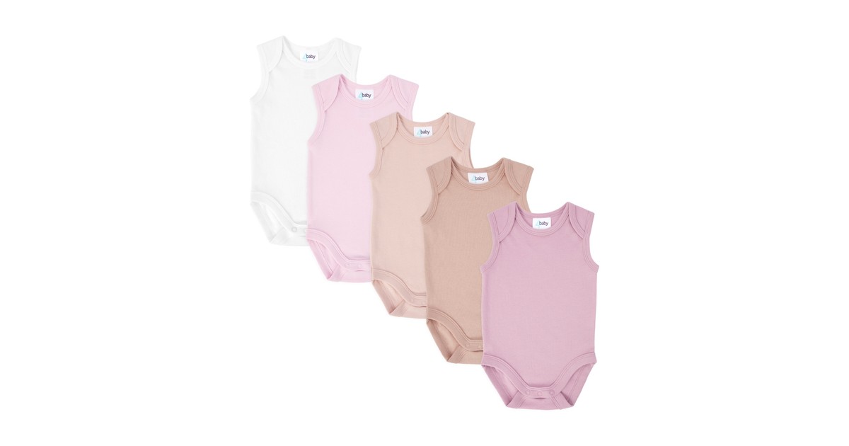 4Baby 5 Pack Bodysuit Sleeveless Pink Multi | Baby Bunting AU