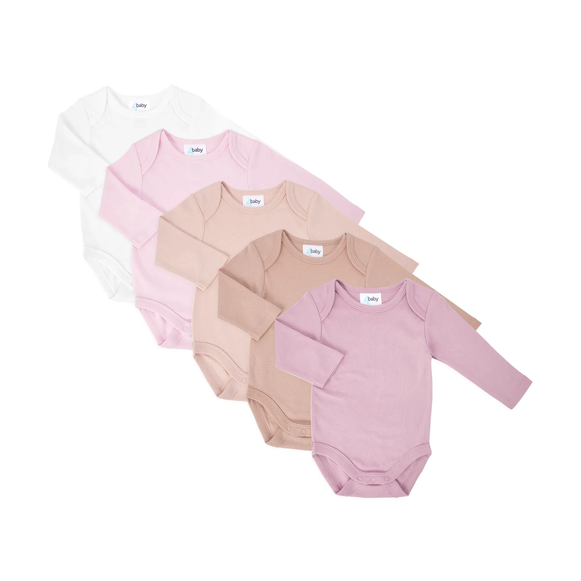 4baby Long Sleeve Bodysuit 5 Pack Pink Multi | Baby Bunting NZ
