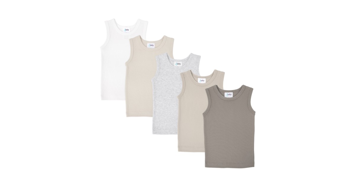 4Baby 5 Pack Singlets Natural Multi | Baby Bunting AU