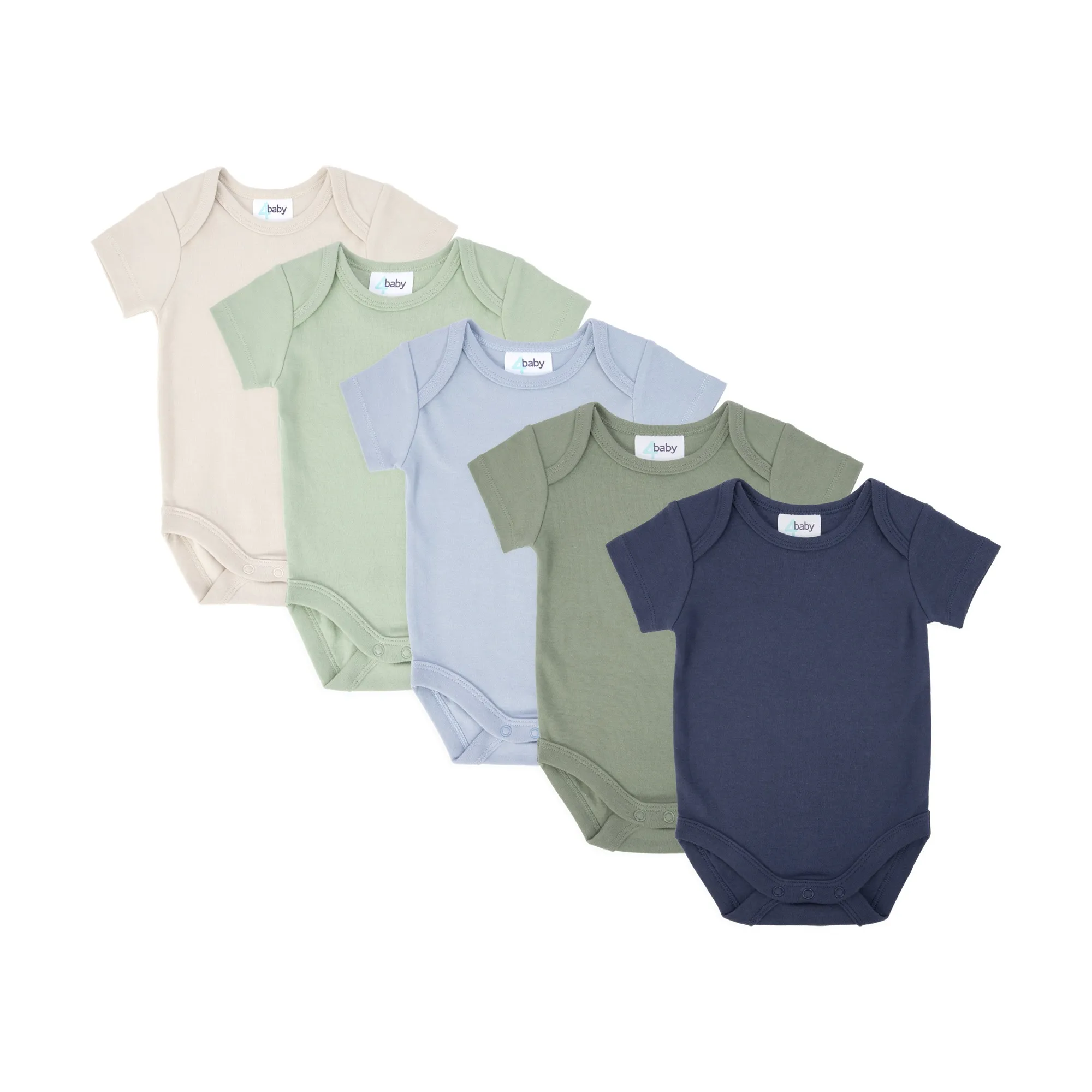 4Baby 5 Pack Bodysuit Short Sleeve Blue/Green Multi | Baby Bunting NZ