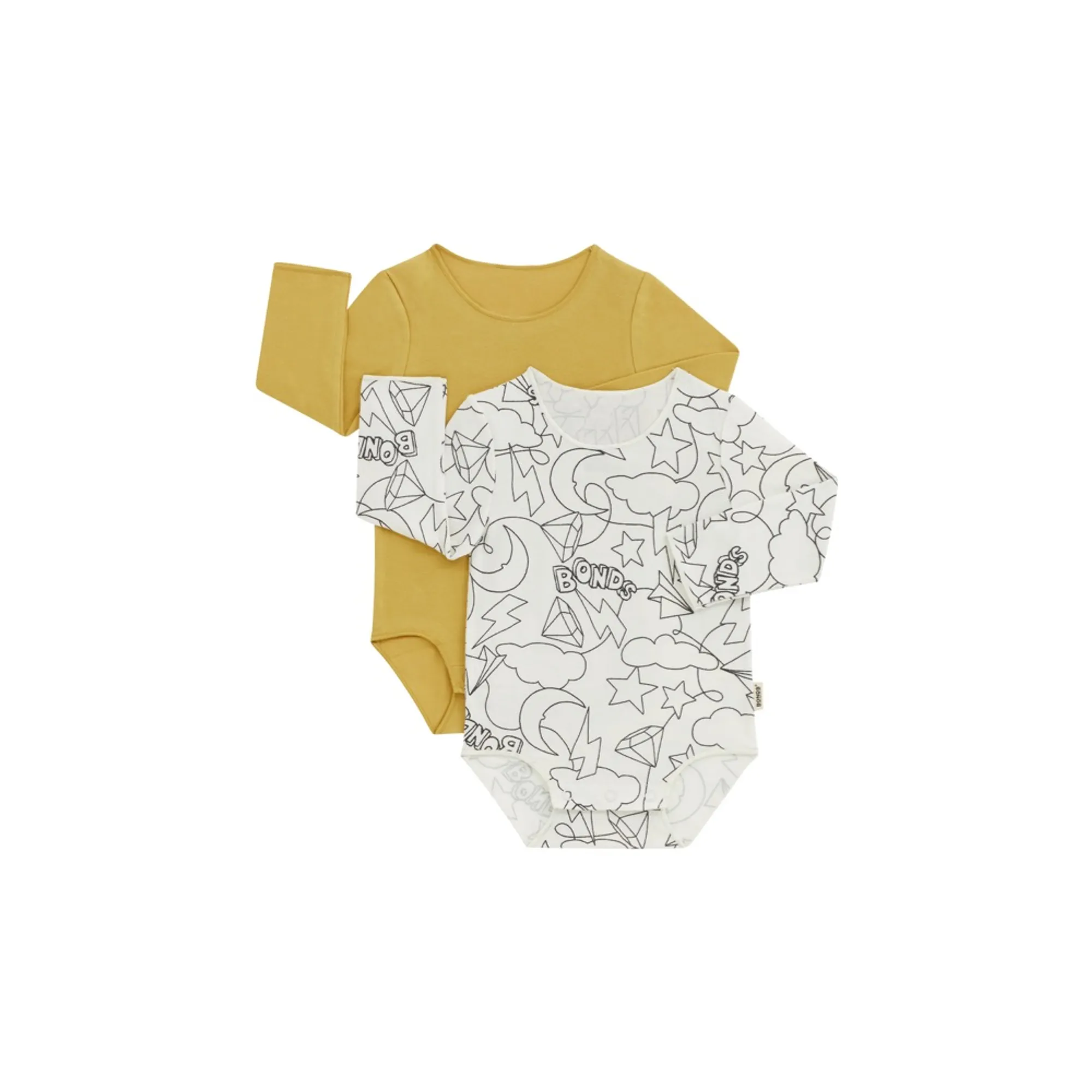 Bonds 2 Pack Bodysuit Bonds Galaxy/Mustard Rush | Baby Bunting AU