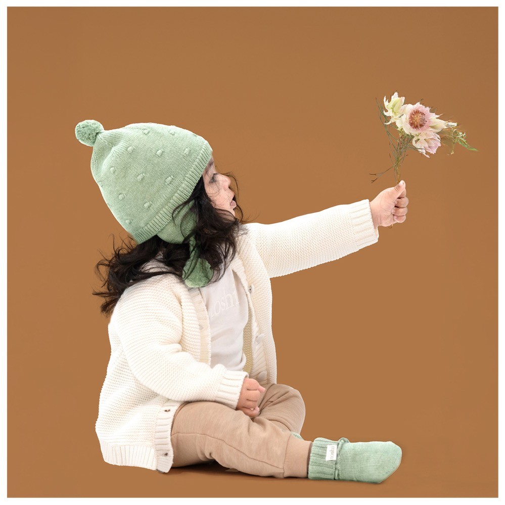 Toshi Earmuff Organic Matcha Green | Baby Beanies | Baby Bunting AU