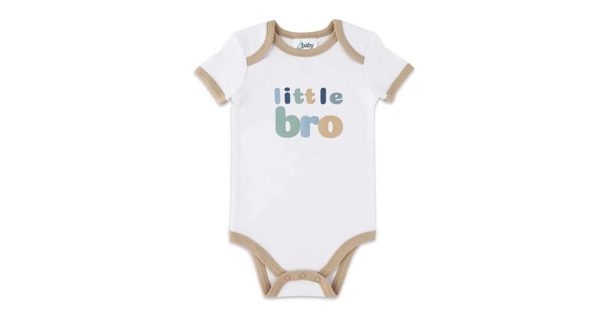 4Baby Bodysuit Short Sleeve Lil Bro White | Baby Bunting AU