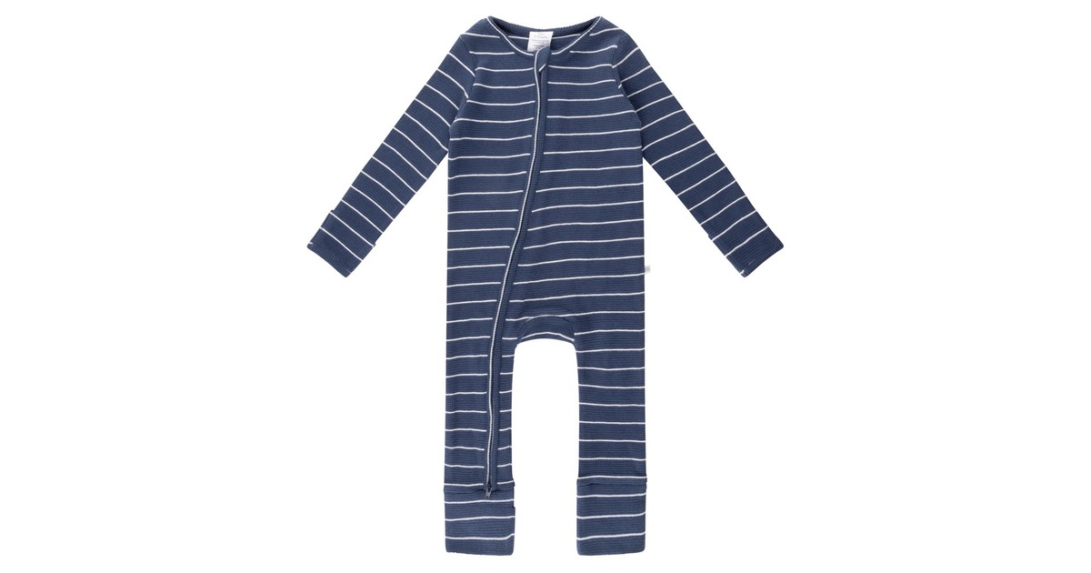 Kynd Baby Day Or Night Onesie Fine Waffle Navy Stripe | Baby Bunting AU